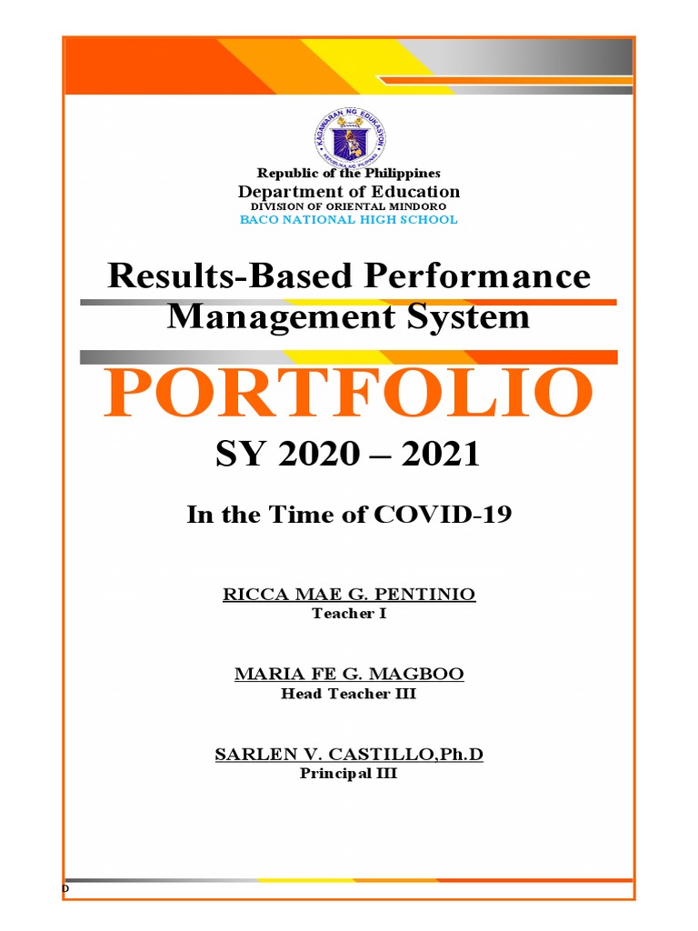 RPMS PORTFOLIO COVERS For Teachers (SY 2020-2021) | PDF | Philippines ...