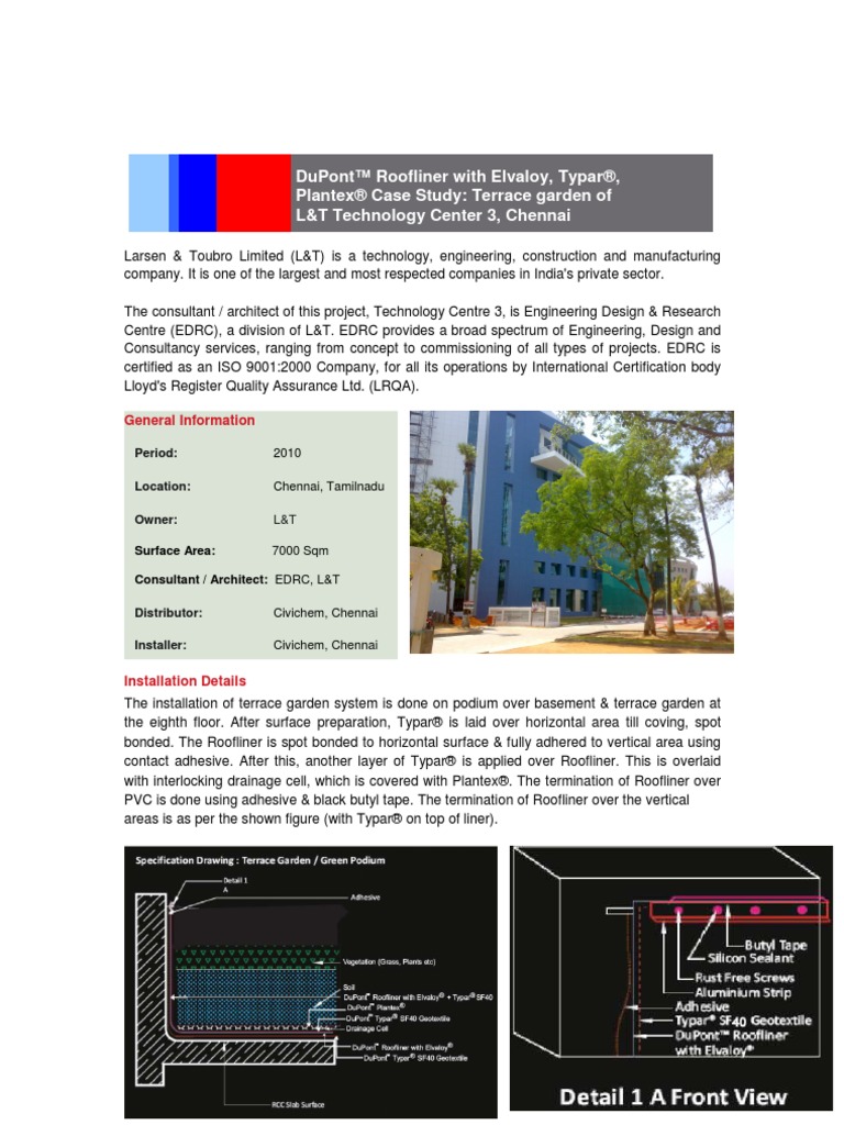 Terrace Garden Case Study LNT Technology Centre Chennai | PDF | Engineering