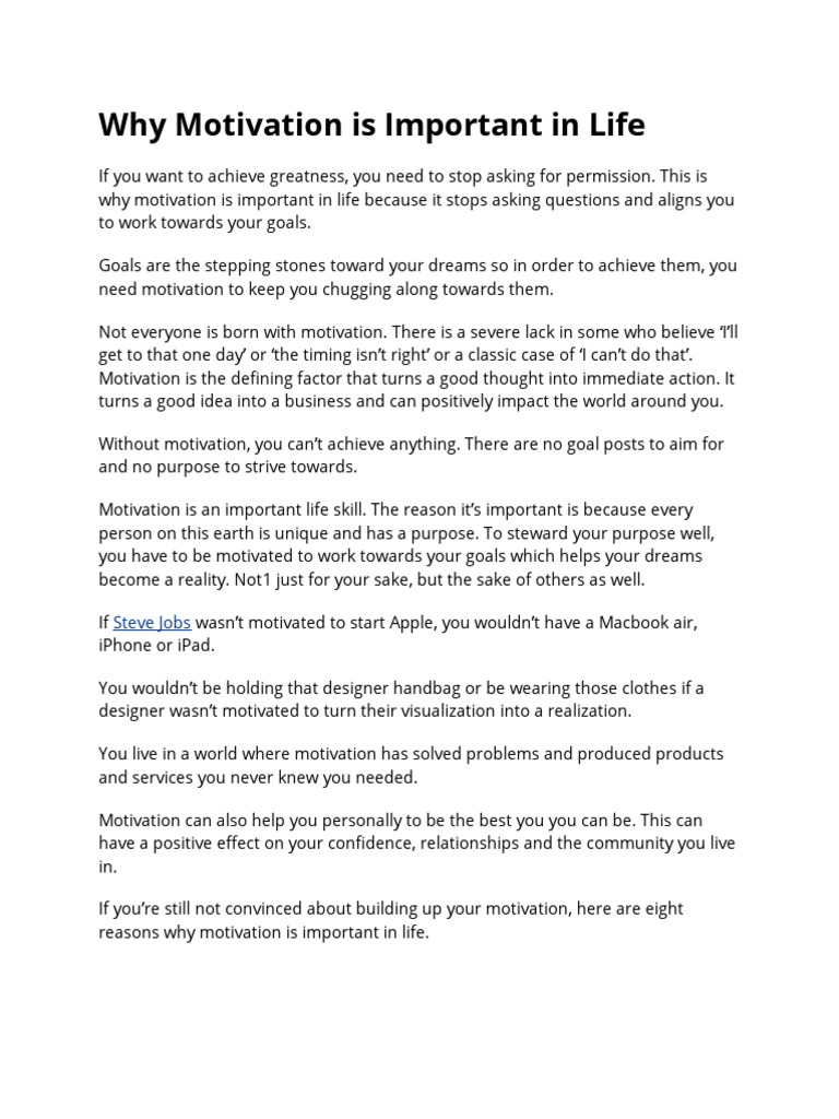 Why Motivation Is Important in Life | PDF | Motivation | Motivational