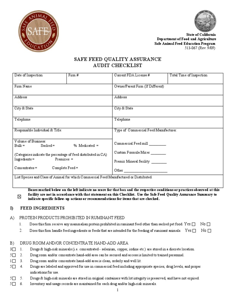 Safe Audit Checklist Template | PDF | Pesticide | Pest Control