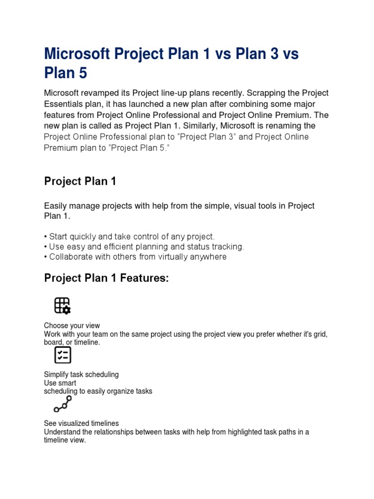 Comparing Microsoft's Project Plan 1, Project Plan 3, and Project Plan ...