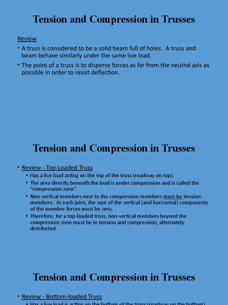 Tension and Compression in Trusses | PDF | Truss | Tension (Physics)