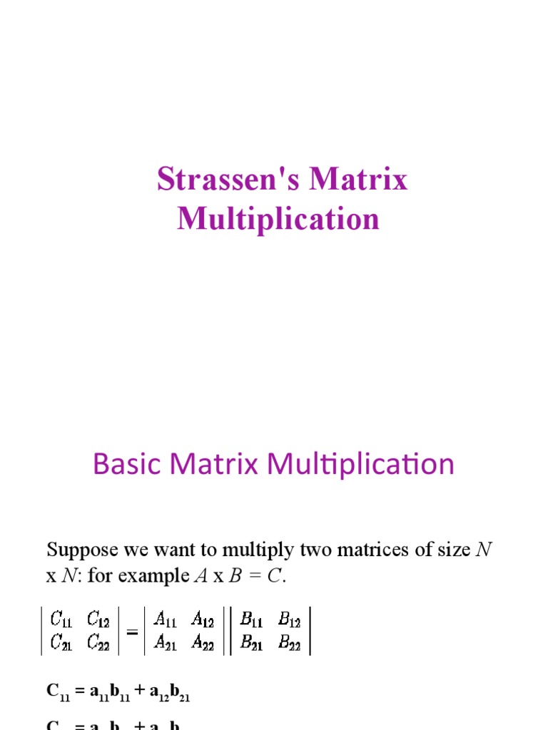 Strassen's Matrix Multiplication | Download Free PDF | Matrix ...