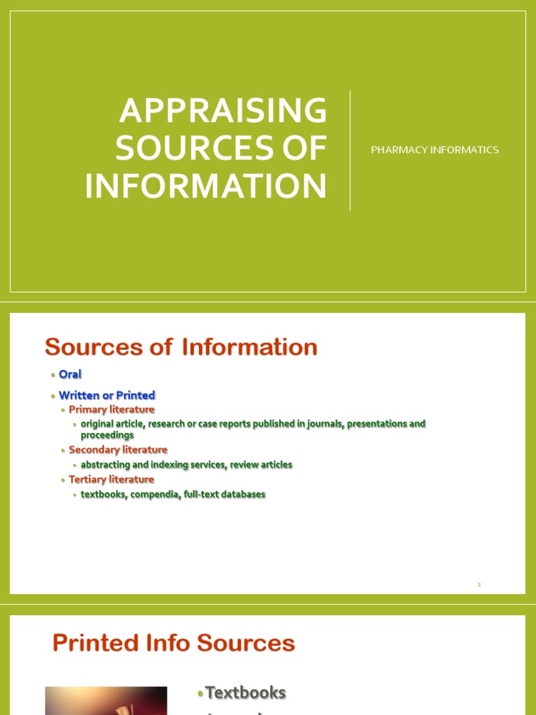 Sources of Drug Information | Download Free PDF | Pharmacy | Pharmacology