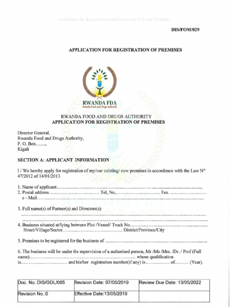 Application Form - Registration - and - Lincensing - of - Food ...