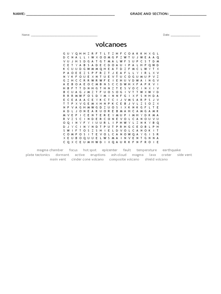 Volcanoes: NAME: - GRADE AND SECTION | PDF | Vortices | Volcano