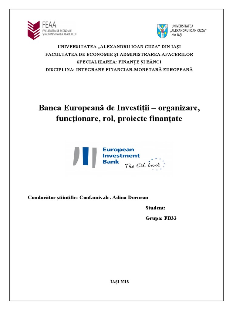 Banca Europeana de Investitii - Organizare, Functionare, Rol, Proiecte ...