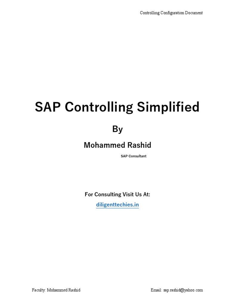 SAP Controlling Simplified: Mohammed Rashid | PDF | Bookkeeping | Cost