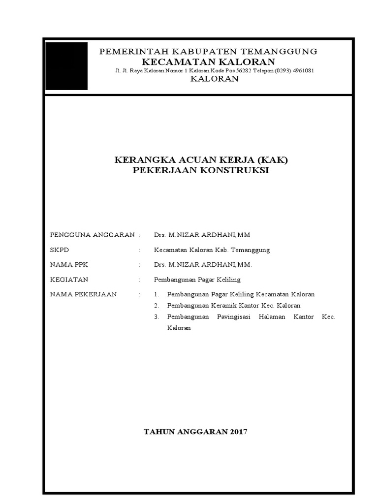 Kak Pembangunan Pagar Keliling 2017 | PDF
