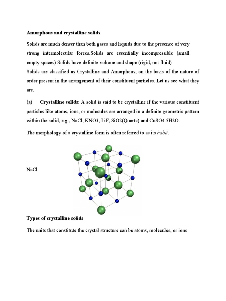 Amorphous and Crystalline Solids | PDF | Crystal | Solid