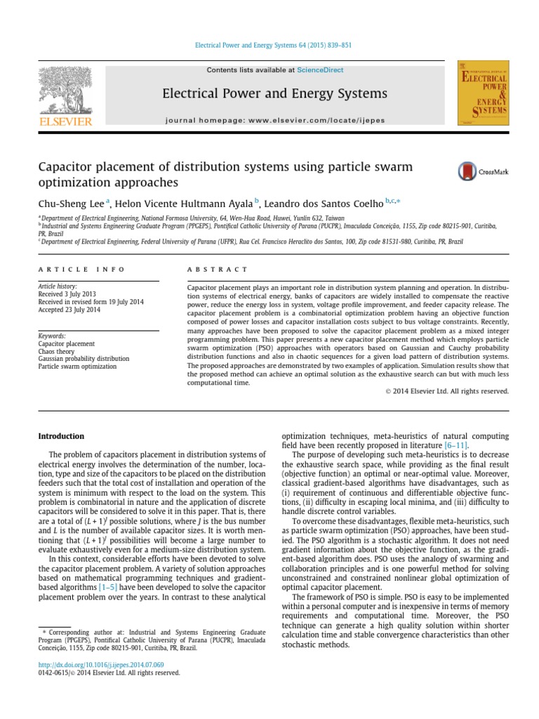 Capacitor Placement Of Distribution Systems Using Particle Swarm