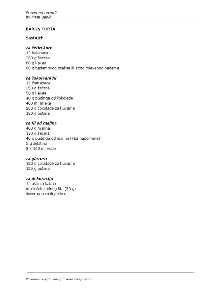 Recept Baron Torta Pdf