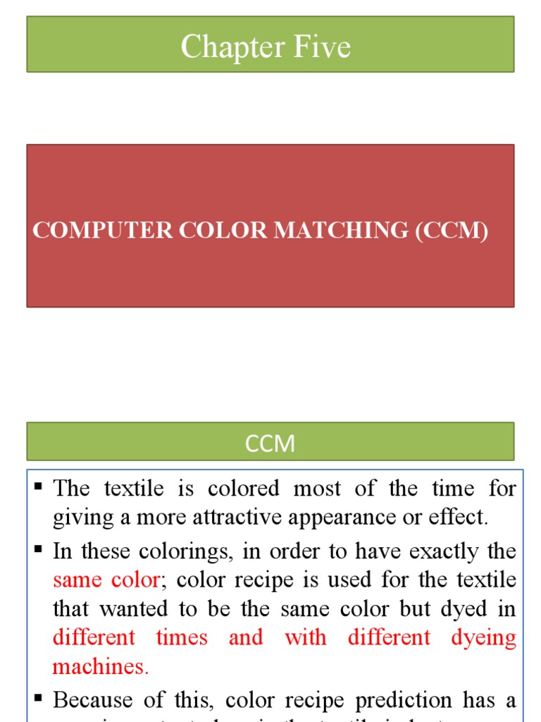 Chapter Five: Computer Color Matching (CCM) | PDF | Absorbance | Color
