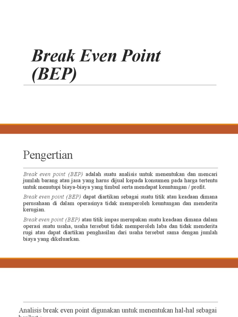 Break Even Point (BEP) | PDF
