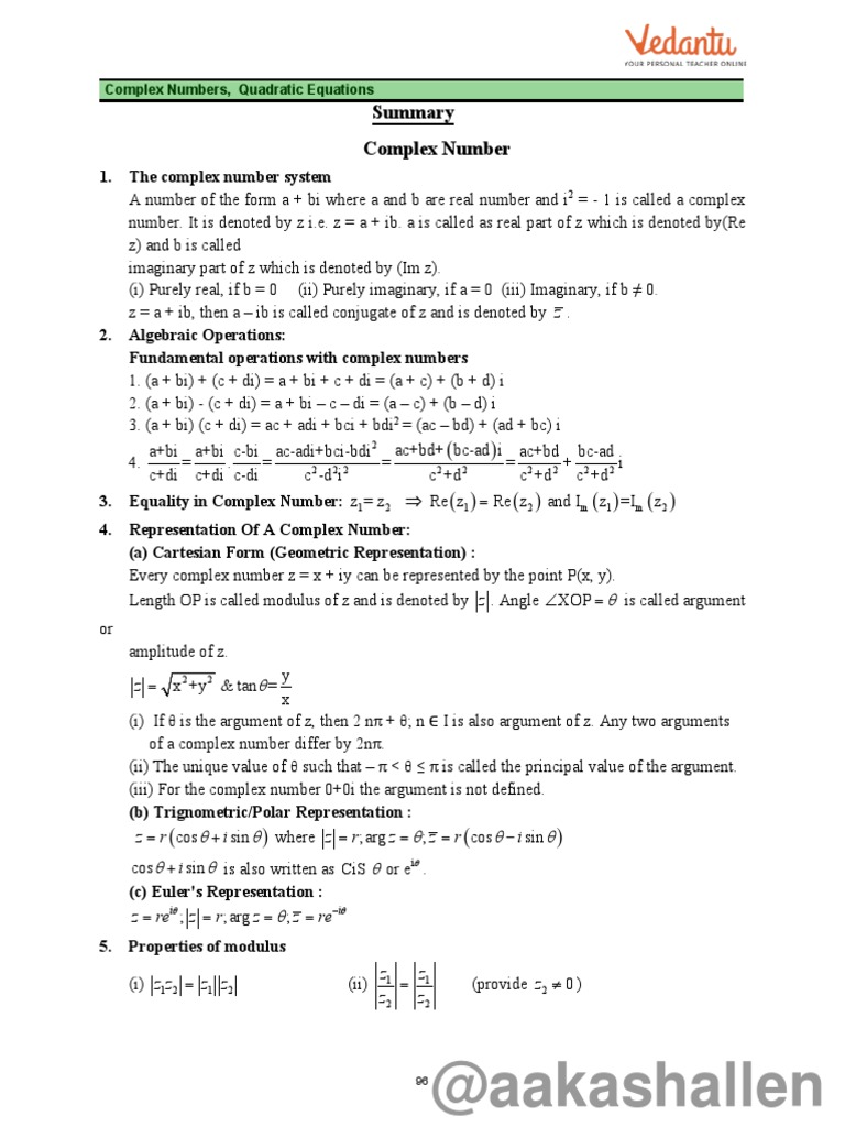 04-Complex Numbers, Quadratic Equations | PDF | Complex Number | Quadratic Equation