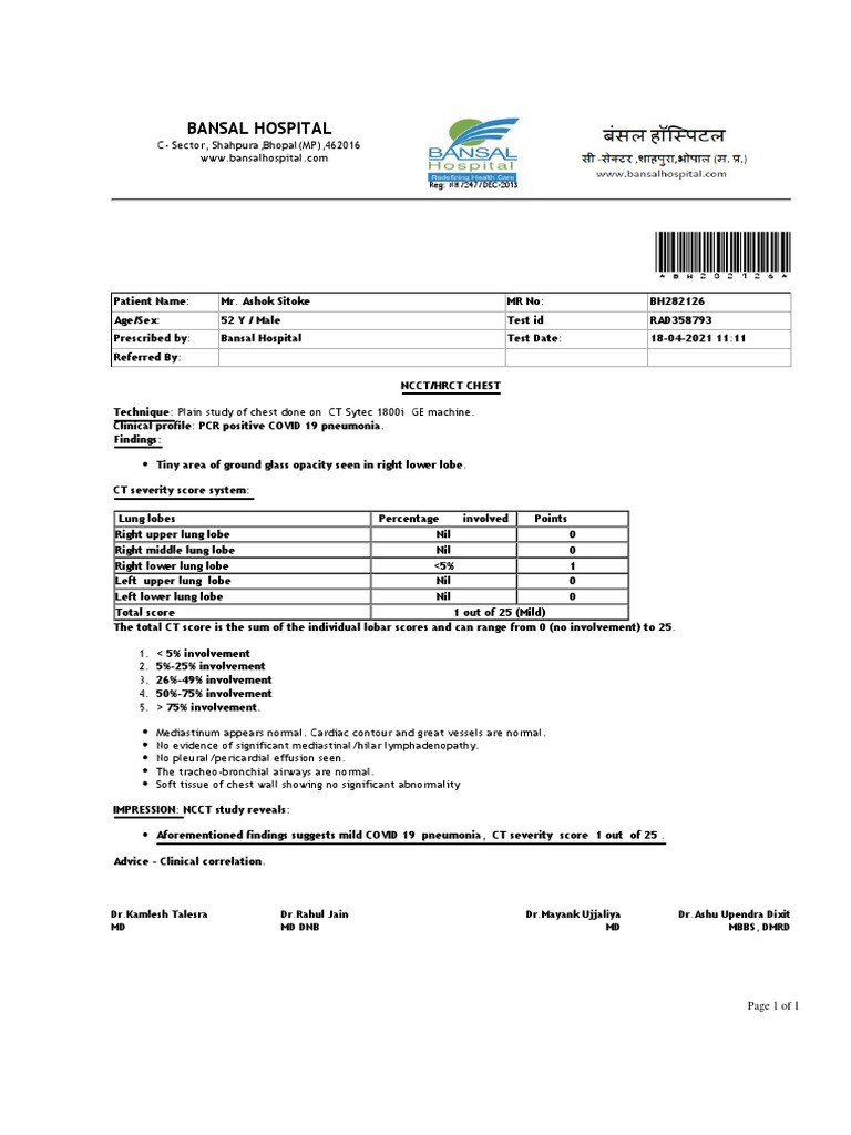 Diag Report Print | Download Free PDF | Lung | Medical Specialties