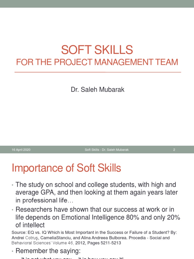 Soft Skills: For The Project Management Team | PDF | Emotional ...