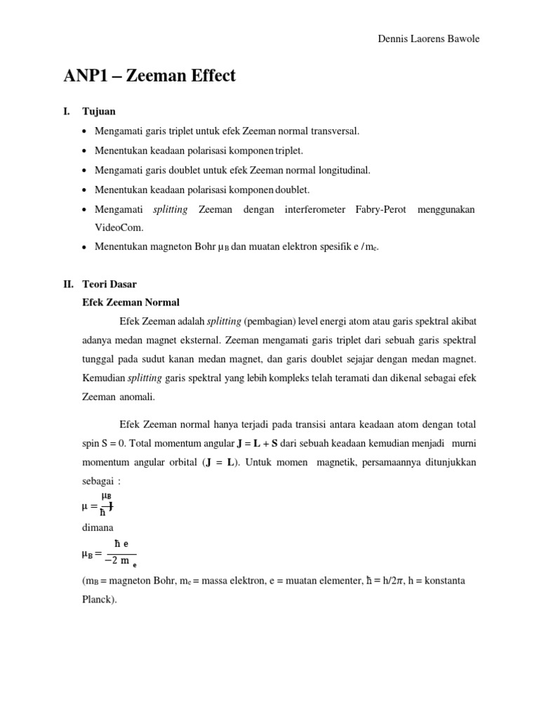 ANP1 Efek Zeeman | PDF