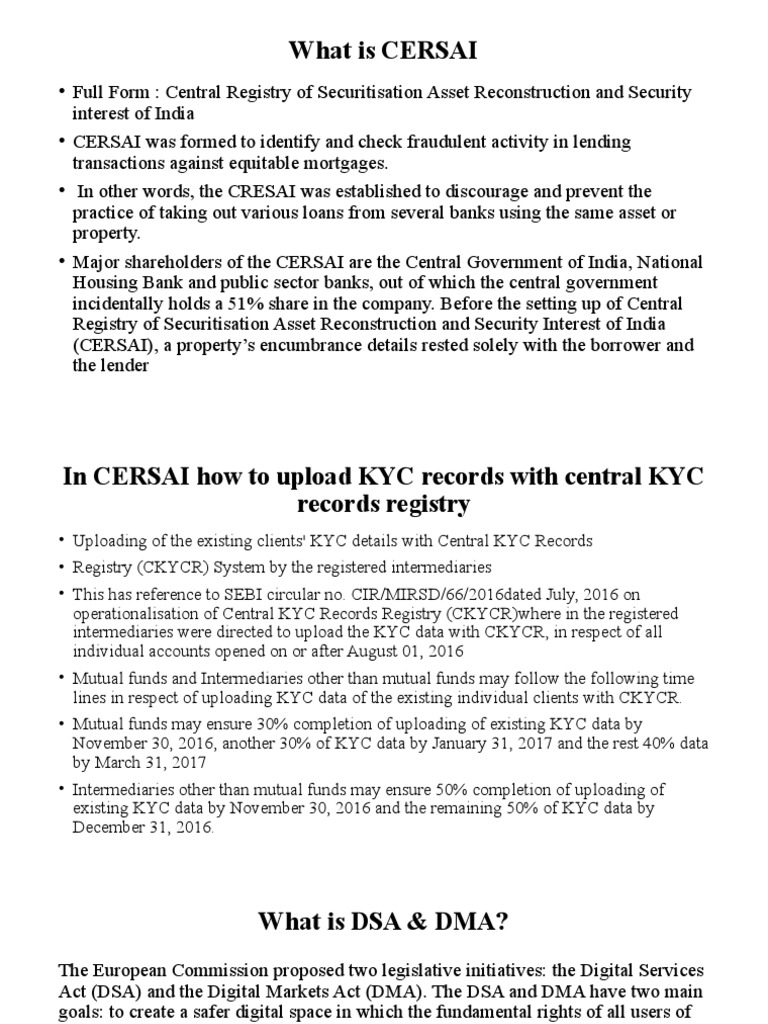 What Is CERSAI Final | PDF | Banking | Business Law