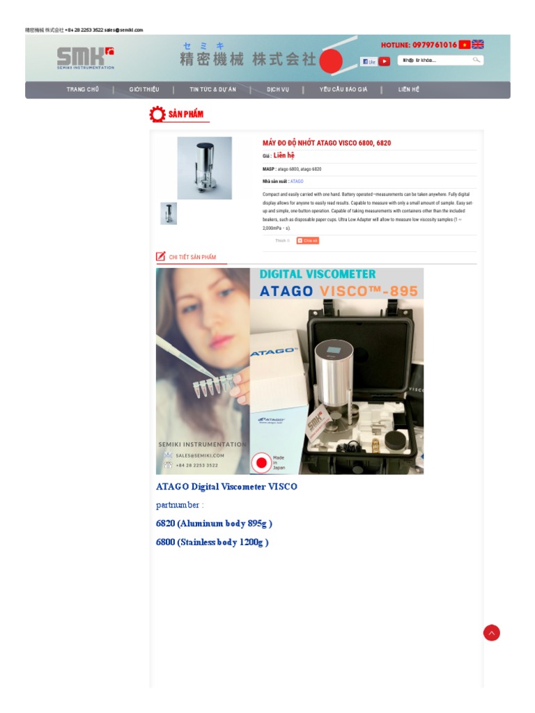 ATAGO Atago Viscometer Visco 6800, Visco 895 6820 | PDF | Gases | Equipment