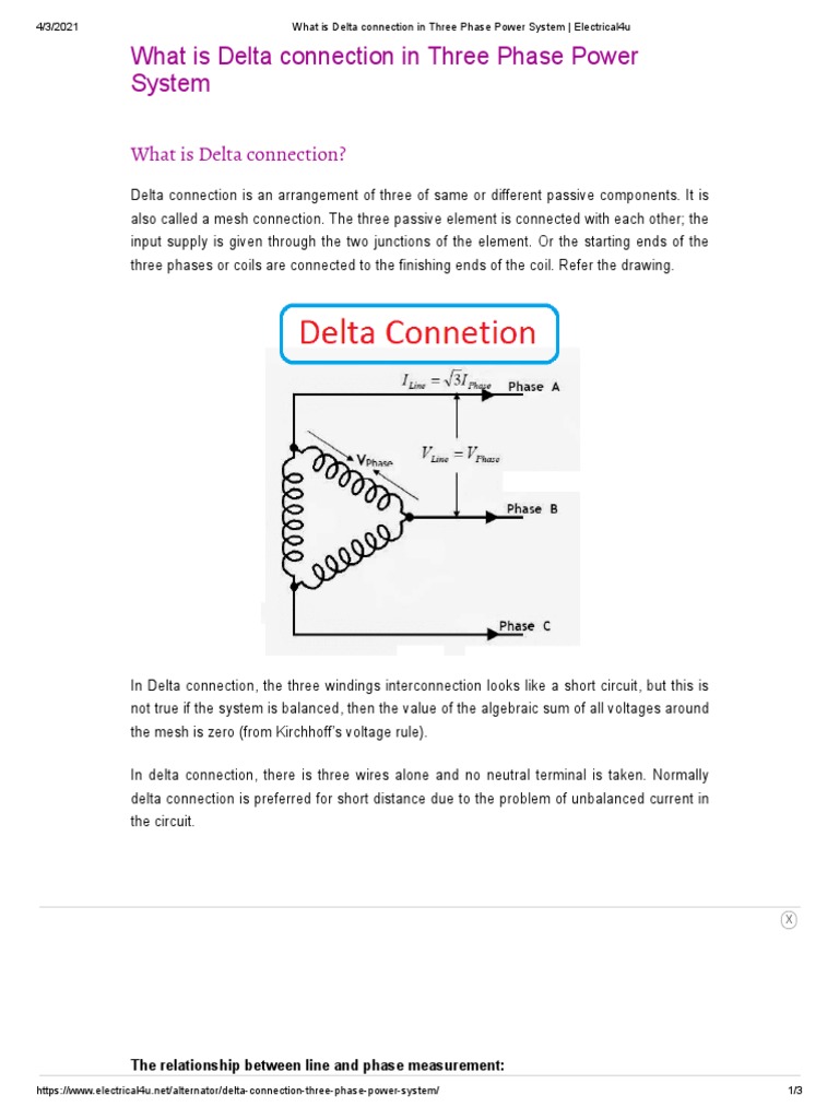 What Is Delta Connection in Three Phase Power System - Electrical4u ...