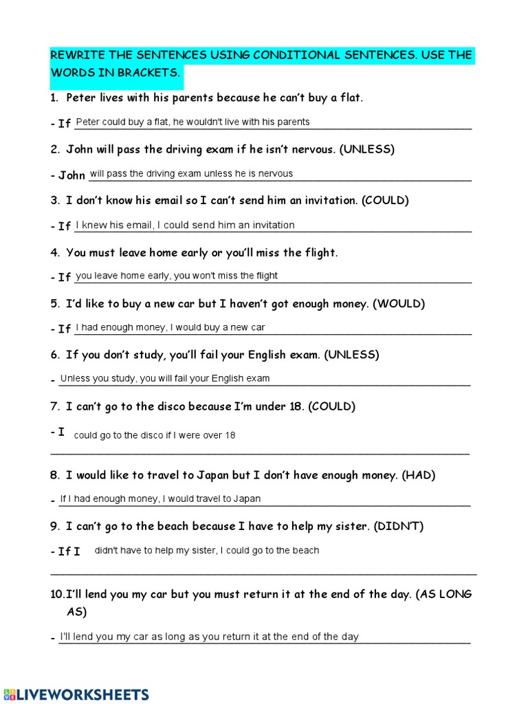 Rewrite The Sentences - Keys | PDF