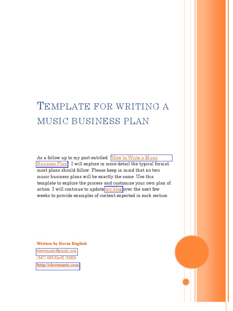 Template For Writing A Music Business Plan | PDF | Business Plan ...