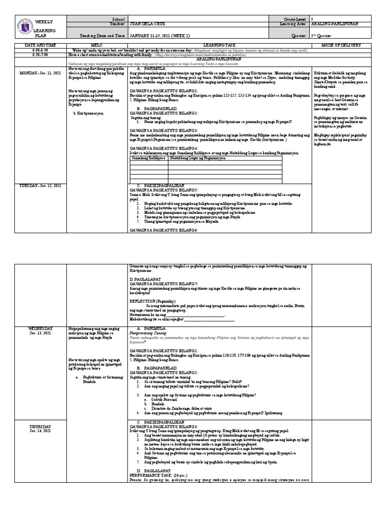 Ap5 WHLP Q2W2 January 11 15 2021 | PDF