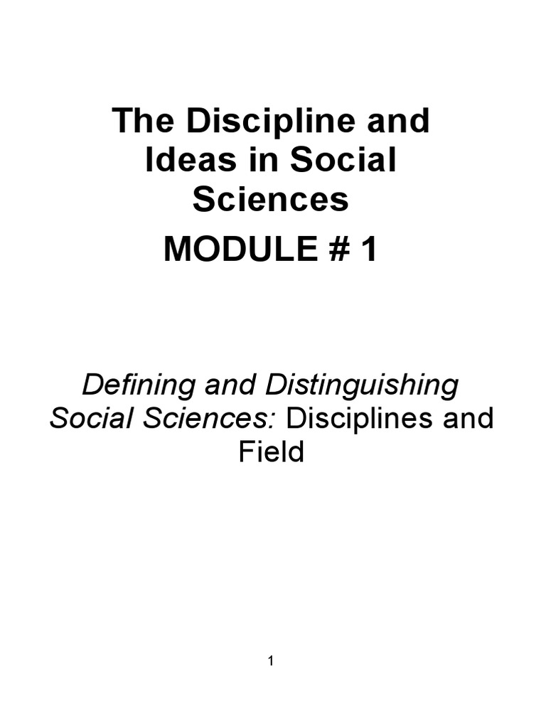 The Discipline and Ideas in Social Sciences Module # 1 | PDF | Social ...