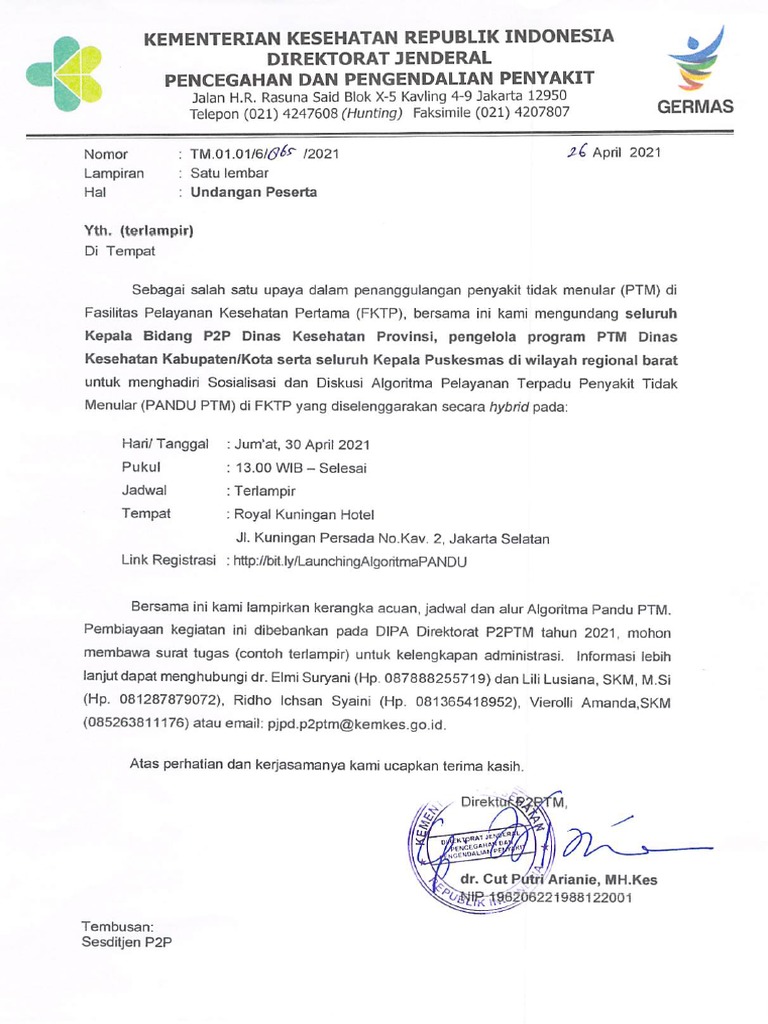 Undangan Peserta Sosialisasi Dan Diskusi Algoritma PANDU PTM | PDF