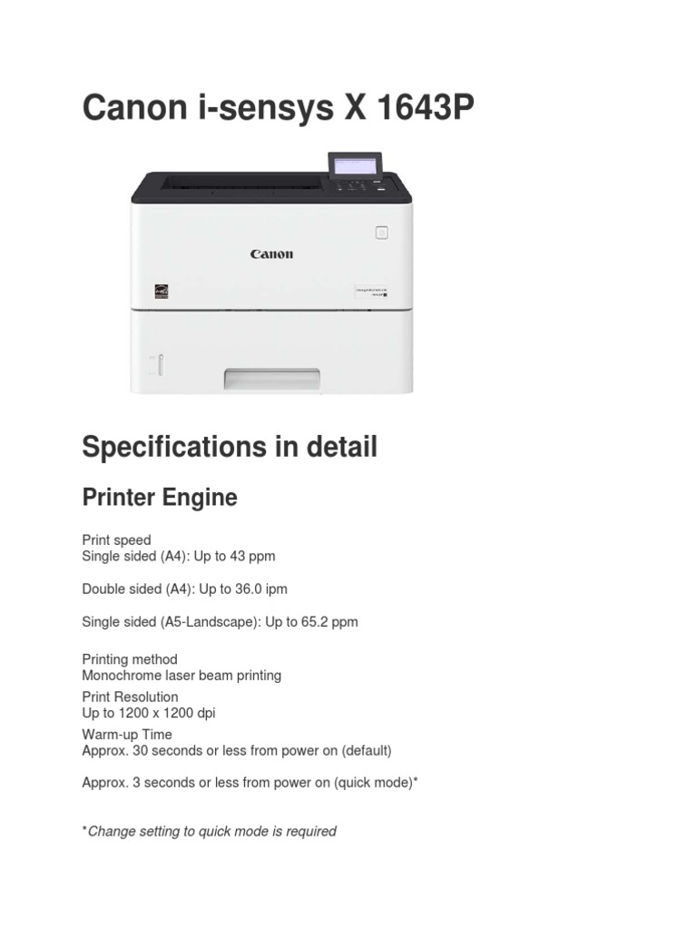 Canon I-Sensys X 1643P Broshura | PDF | Server (Computing) | Printer ...