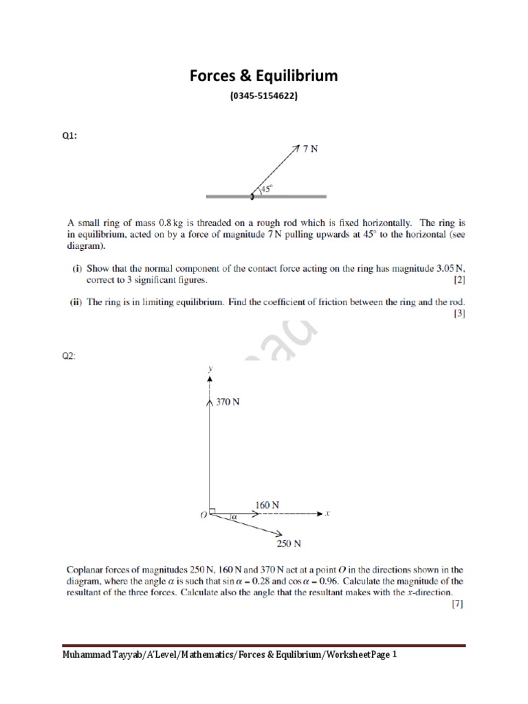 MECHANICS - Forces and Equilibrium | PDF | Teaching Mathematics | Nature