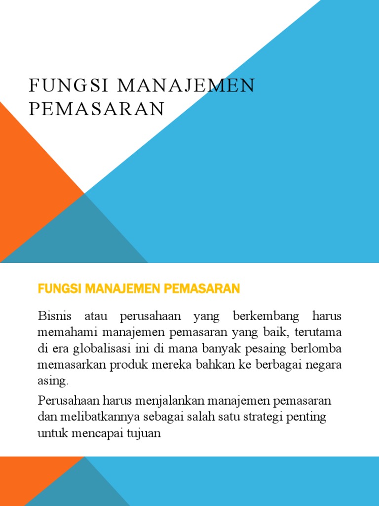 Fungsi Manajemen Pemasaran | PDF