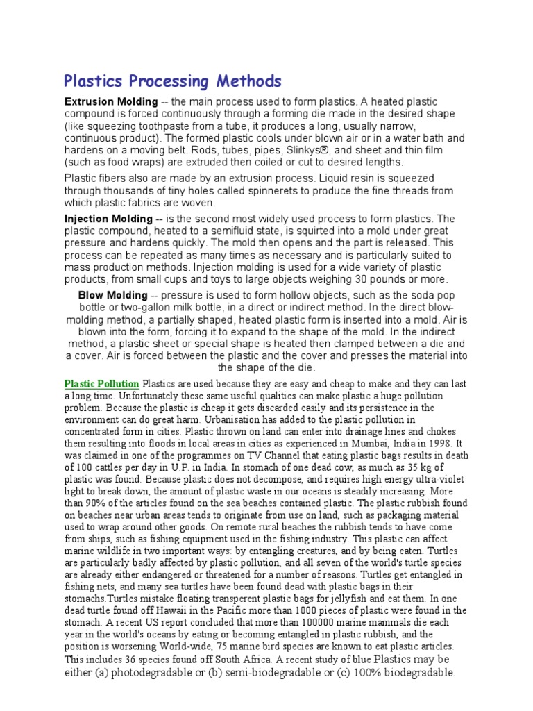 Plastics Processing Methods: Extrusion Molding - The Main Process Used ...