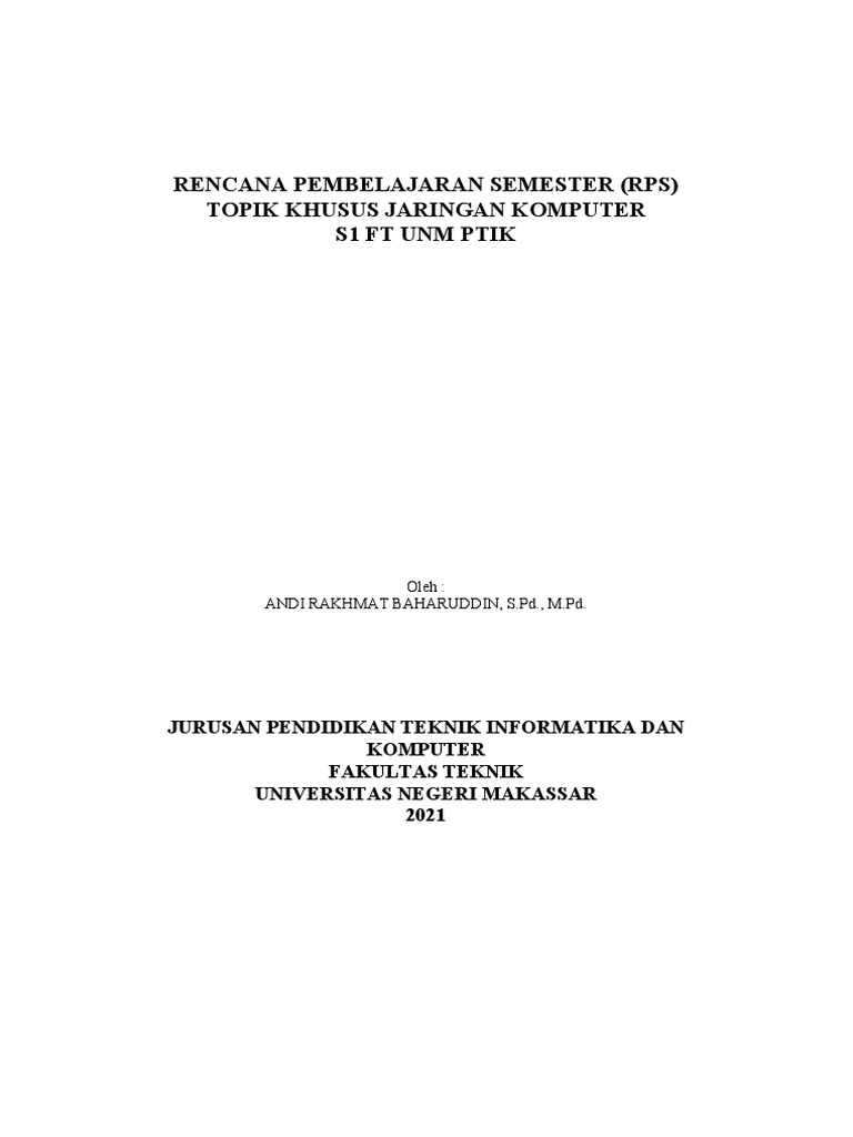 RPS Jaringan Komputer S1 FT UNM | PDF