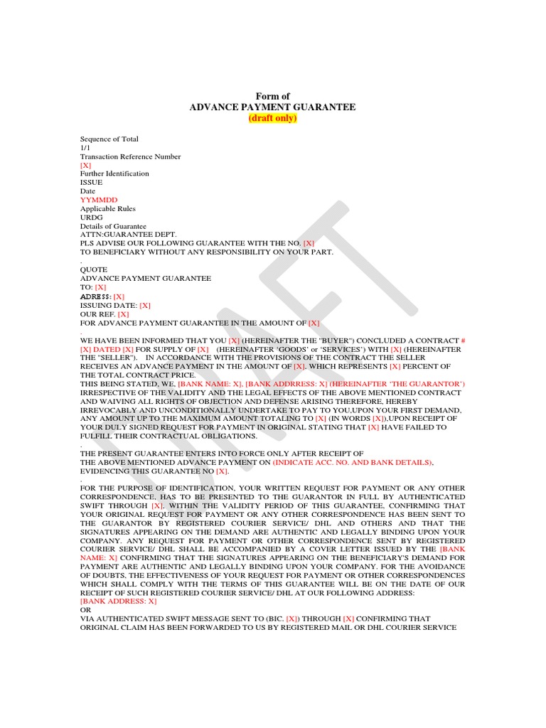 Advance Payment Guarantee Template | PDF | Guarantee | Courier