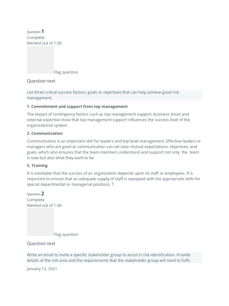 Question Text: 1. Commitment and Support From Top Management | PDF ...