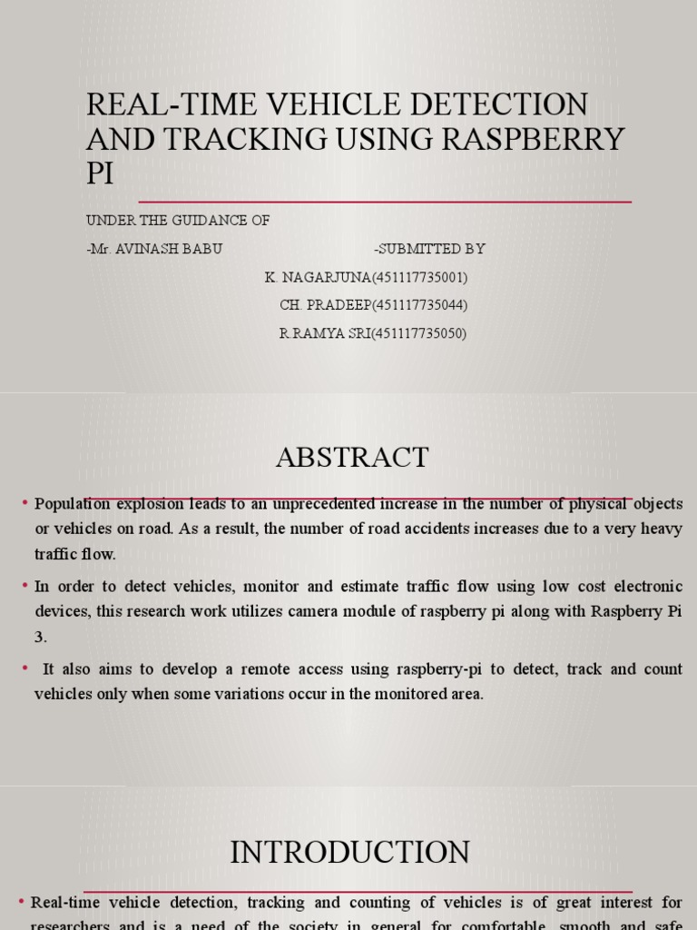 Real-Time Vehicle Detection and Tracking Using Raspberry PI | PDF | Raspberry Pi | Real Time ...
