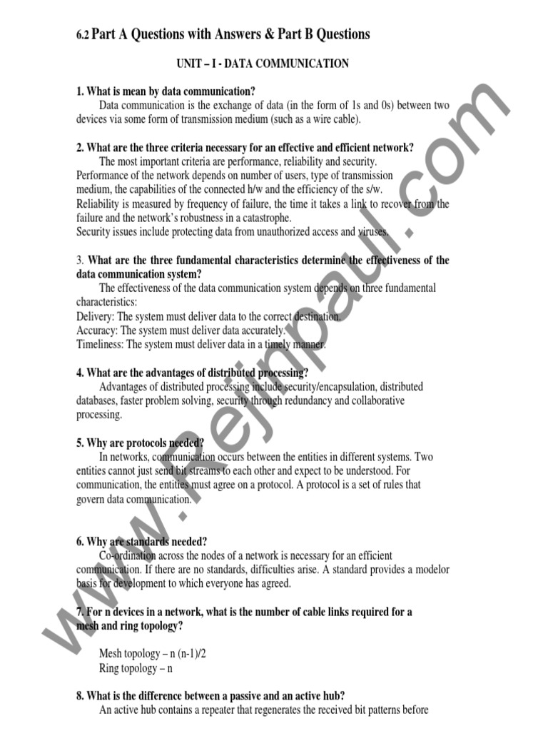 Part A Questions With Answers & Part B Questions | PDF | Computer Network | Key (Cryptography)