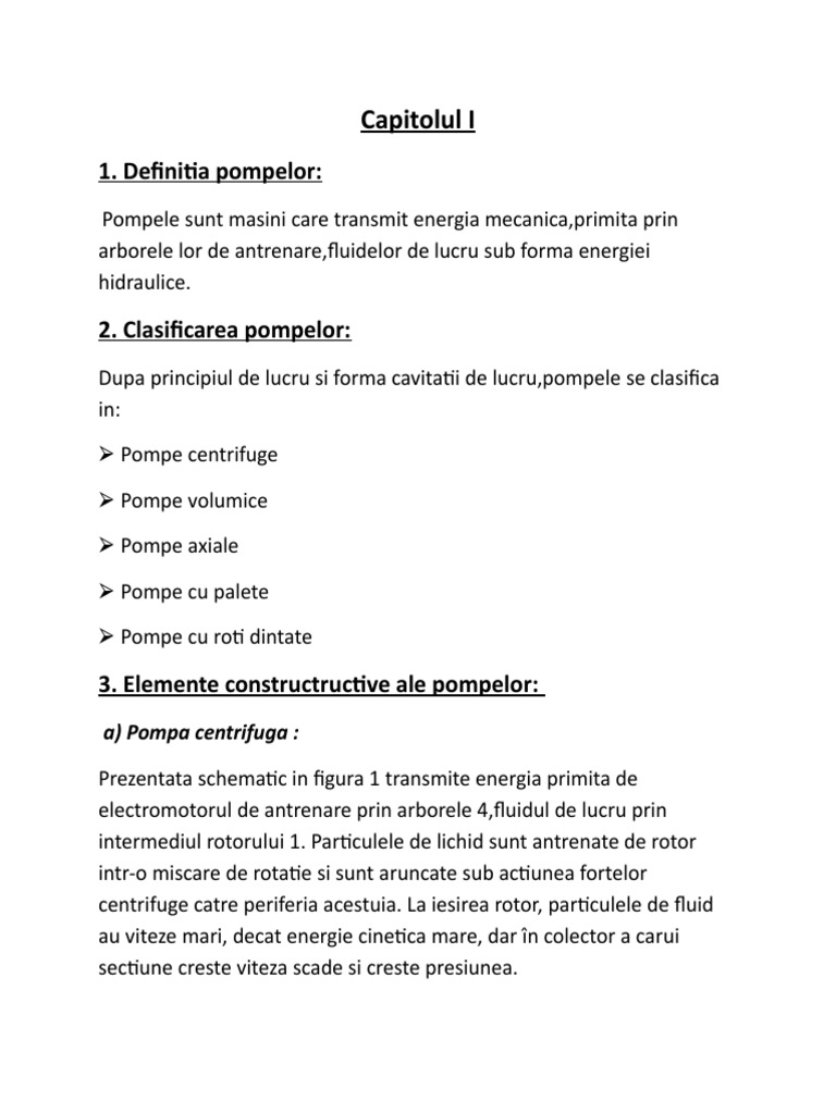 Capitolul I: 1. Definitia Pompelor | PDF