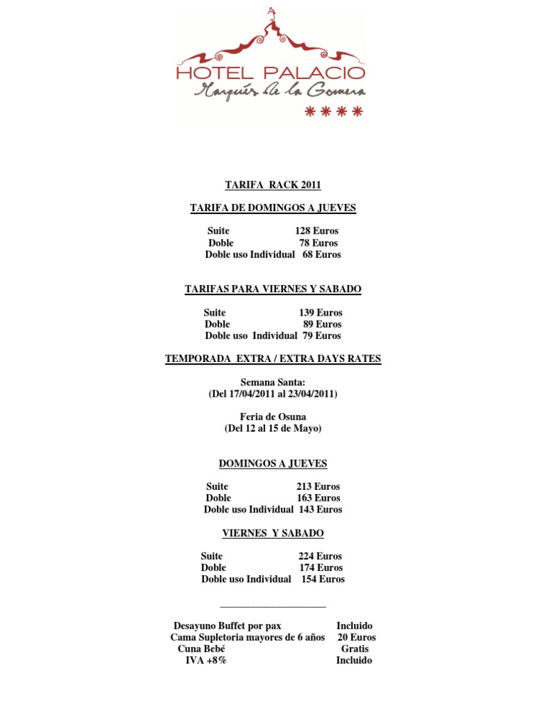 Tarifa Rack 2011 | PDF