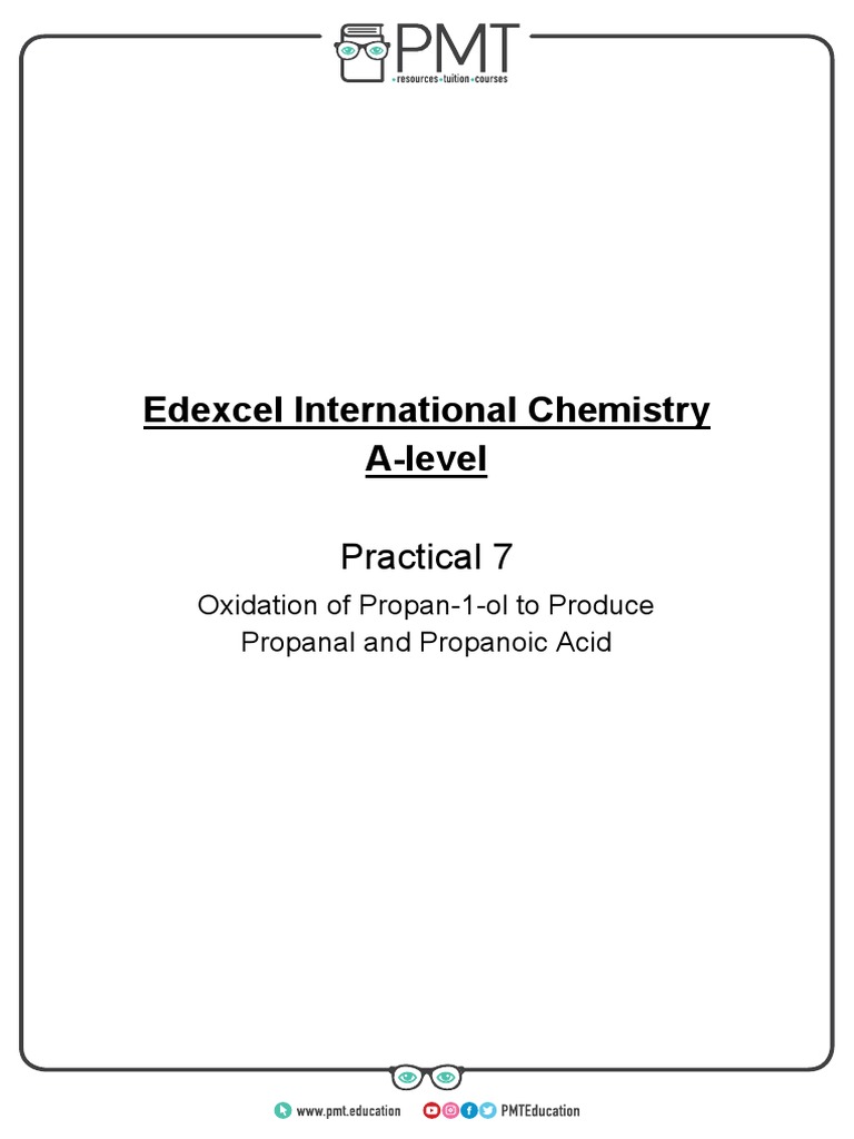 CP 7 - Oxidation of Propan-1-Ol To Produce Propanal and Propanoic Acid ...