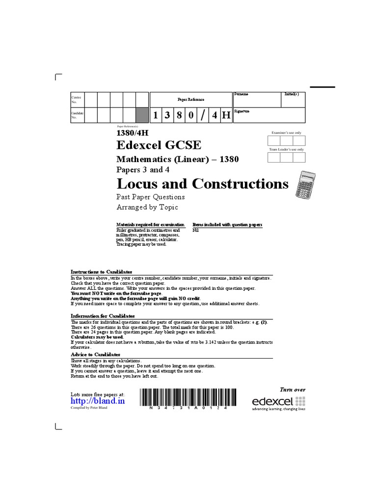 Locus and Constructions: Edexcel GCSE | PDF | Triangle | Space