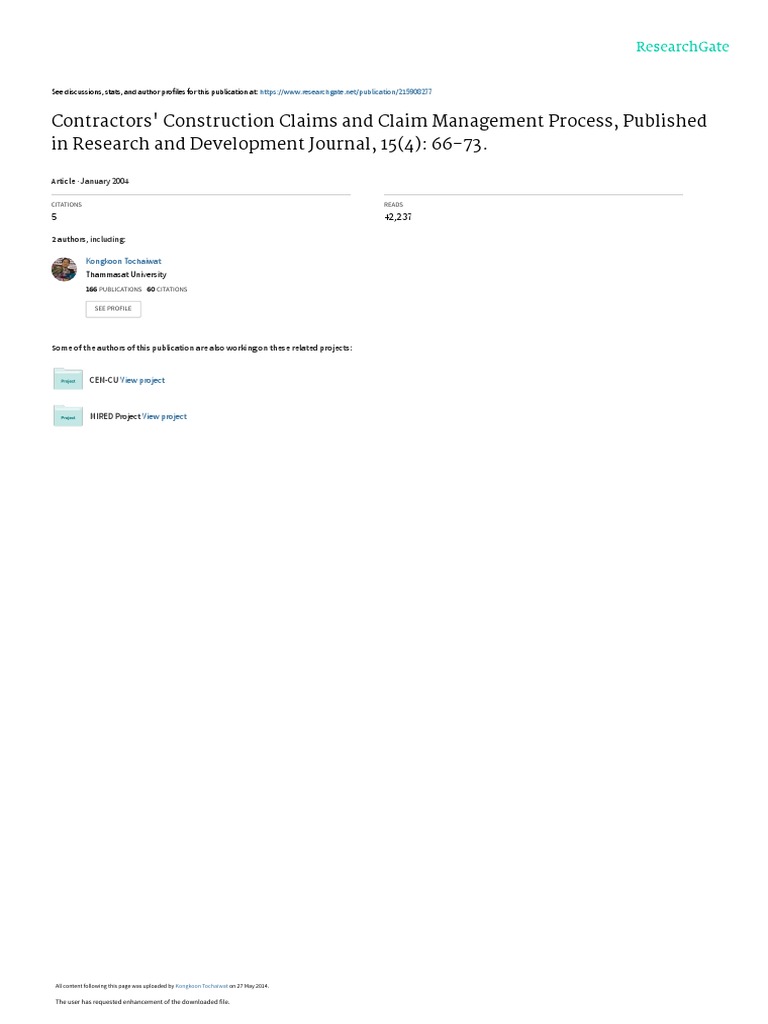 Contractors Construction Claims and Claim Management Process | PDF ...