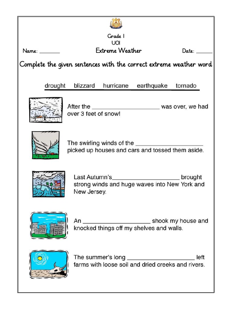 Worksheet Extreme Weather PYP1 | PDF