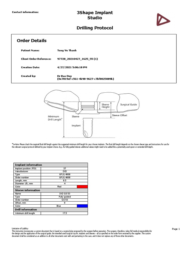 3shape Implant Studio Drilling Protocol | PDF | Business