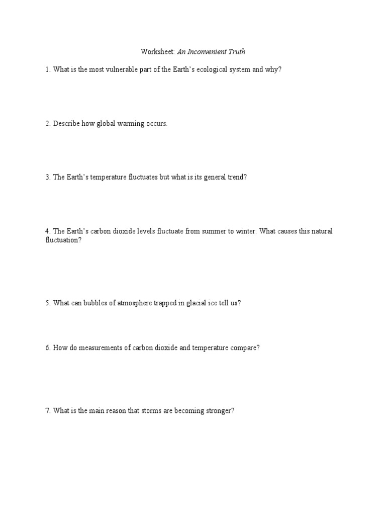 An Inconvenient Truth Worksheet Insights | PDF | Politics | Science ...