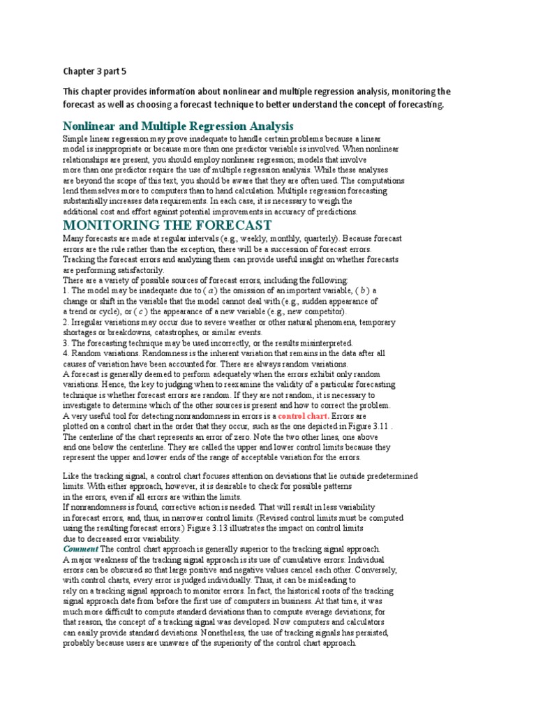 Monitoring Forecasts and Choosing Forecasting Techniques: A Guide to ...