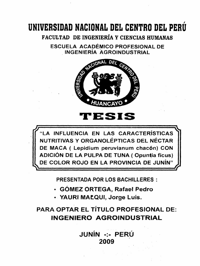 Néctar de Maca y Tuna: Influencias Nutritivas | PDF | Nutrientes | Fruta