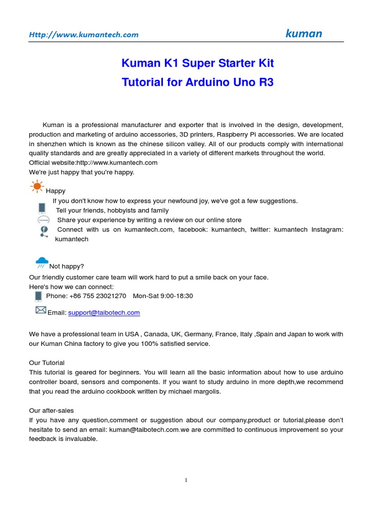 Kuman K1arduino Kit Tutorials Pdf Arduino Electronic Oscillator 